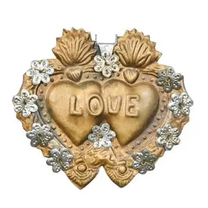 LILA RASA Silver / Gold Heart Milagro Double Hearts Love "your Heart Next To Mine" X 2pcs - Silver/gold