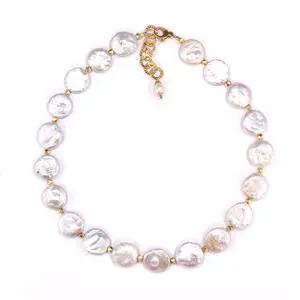 MINERALGEMS ✩ STUDIO Choker With Flat Pearls - White