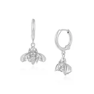 MOON LONDON Wisdom Bee Mini Hoops Silver