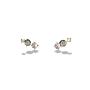 ONI Rose Quartz, Peridot & Moonstone Tri-studs - Silver