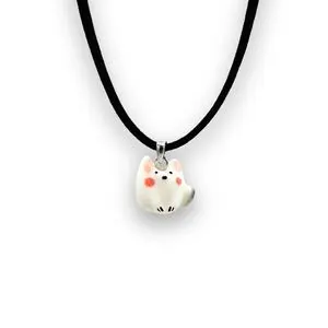 Tiké Jewels Porcelain Cat Choker Necklace - Silver