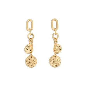Saachi Hammered Coin Chain Dangle Earrings - Gold