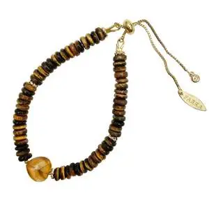 FARRA Tiger-eye With Citrine Adjustable Bracelet - Brown