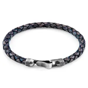 ANCHOR & CREW Indigo Skye Braided Leather Bracelet - Blue