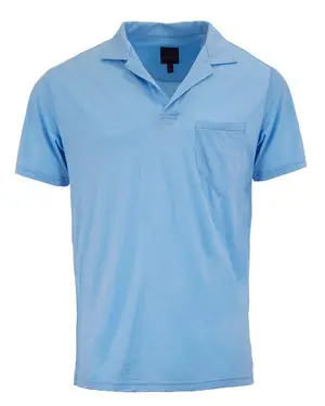 LORDS OF HARLECH Bobby Merino Jersey Collared Shirt - Blue