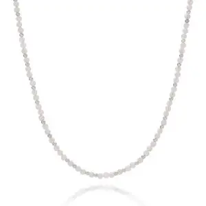 NELLOU JEWELLERY Rainbow Moonstone Beaded Necklace - White/silver