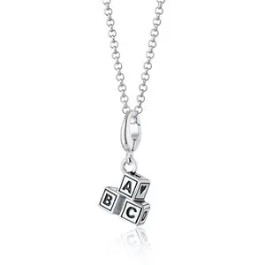 LILY CHARMED Silver Abc Building Block Charm Necklace - Silver/black