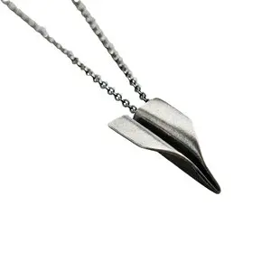POSH TOTTY DESIGNS Oxidised Sterling Paper Plane Necklace - Silver