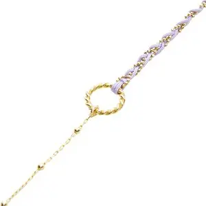 SPERO LONDON Handmade Rope Braided Beaded Chain Bracelet - Pink