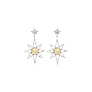 ZOË & MORGAN Zoe And Morgan Sunburst Lemon Quartz Earrings - Silver