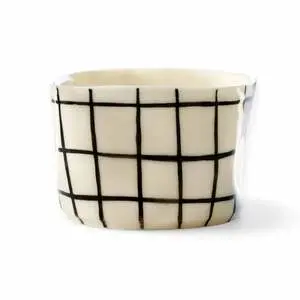 Lali Design Studio Black / White Cozy Handmade Black Grid Bowl Porcelain - Black/white