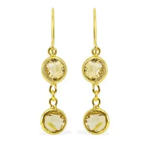 VINTOUCH ITALY Sorrento Citrine Drop Earrings - Gold/yellow
