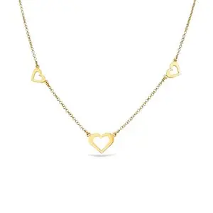 LUTIRO Three Open Hearts Necklace - Gold