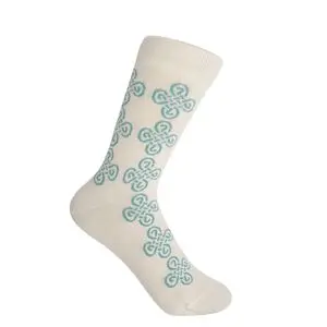PEPER HAROW - MADE IN ENGLAND Knot Patterned Crew Socks - Beige