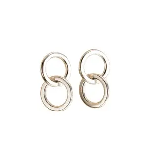 POSH TOTTY DESIGNS Interlinking Hoop Charm Stud Earrings - Silver