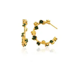 MILOU JEWELRY Flower Hoop Earrings - Green