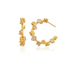 MILOU JEWELRY Flower Hoop Earrings - White