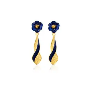 MILOU JEWELRY Navy & Gold Infinity Drop Earrings - Blue