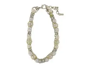 VICKISARGE Silver Plated Sculptural Ruff Collar Necklace With Faux Pearls And Crystals