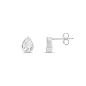 SHYMI Fancy Shape Bezel Set Stud Earrings - Silver