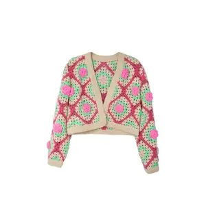 Saachi Rosette Crochet Cardigan