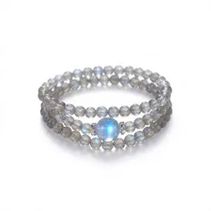 ORMIRO Selene Moonstone & Aquamarine Wrap Bracelet