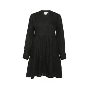REISTOR V-neck Tiered Hemp Dress