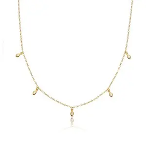 LILY & ROO Diamond Style Marquise Drop Necklace - Gold