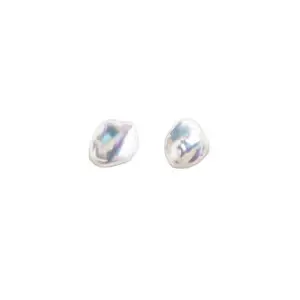ORA PEARLS Mermaid Keshi Pearl Stud Earrings - Silver/white