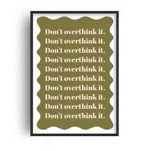 FANCLUB Don't Overthink It Empowering Quote Art Print - Green