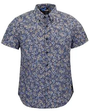 LORDS OF HARLECH Tim Floral Field Printed Button Up Shirt - Black