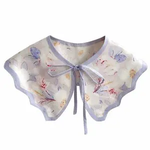 MY LITTLE NATURE Detachable Floral Print Collar With Tie Front - Purple