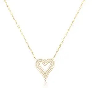 SHYMI Enamel Open Heart Pendant Necklace - White