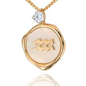 HINCH & LIU Aquarius Zodiac Vermeil Necklace - Gold