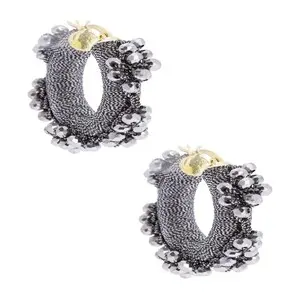 Saachi Beaded Hoop Earrings - Silver