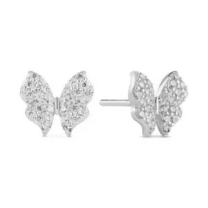 SIF JAKOBS JEWELLERY Farfalla Stud Earrings - Silver/white
