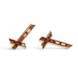 KASUN LONDON Lucky Star Garnet Vermeil Earrings - Gold