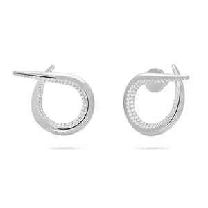 MEULIEN Open Twist Waterdrop Pave Earrings - Silver