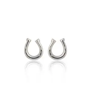 LILY CHARMED Sterling Lucky Horseshoe Stud Earrings - Silver