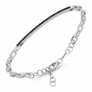 ECCE ARTISAN DIAMONDS 14k Gold Black Diamond Chain Bracelet - White