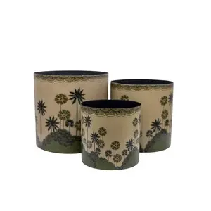 NILA PARMAR DESIGNS Palm Leaf Vase Set -set Of 3 - Green
