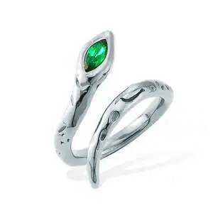 SHADED THE LABEL Serpent Emerald Crystal Sterling Ring - Silver