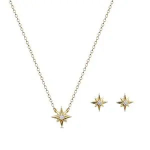 CLEMENCE WREN Star Pendant And Stud Earring Set - Gold