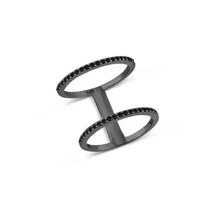 SALLY SKOUFIS Layer Ring With Cz Diamond - Black