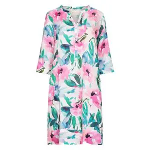 NOLOGO-CHIC Floral Linen Tunic Dress - Green