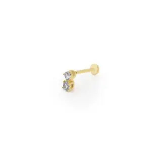 LINYA JEWELLERY 14k Tragus Double Stone Stud Earring - Gold
