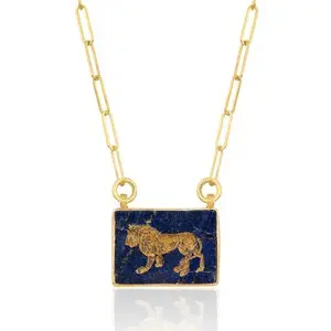 ECE LONDON Ece London Aslan II Necklace With Lapis Lazuli And Gold Vermeil Gold/blue