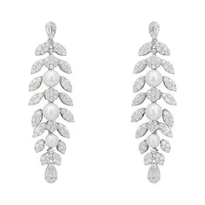 LATELITA Empress Pearl Petal Drop Earrings - Silver/white