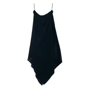 Mionè Midi Silk Asymmetrical Skirt - Black