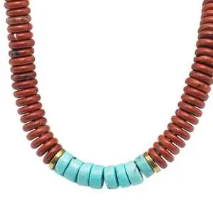 STARFISH PROJECT Nomadic Turquoise & Red Jasper Rope Beaded Necklace